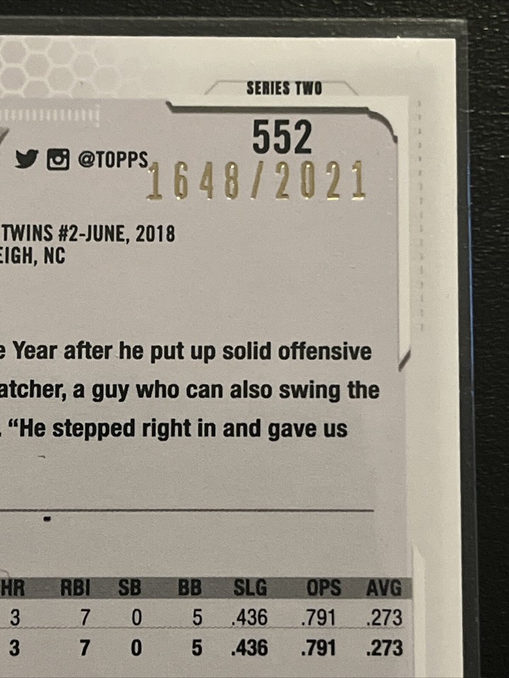 Ryan Jeffers 2021 Topps Series 2 GOLD /2021 SP Parallel Minnesota Twins ...