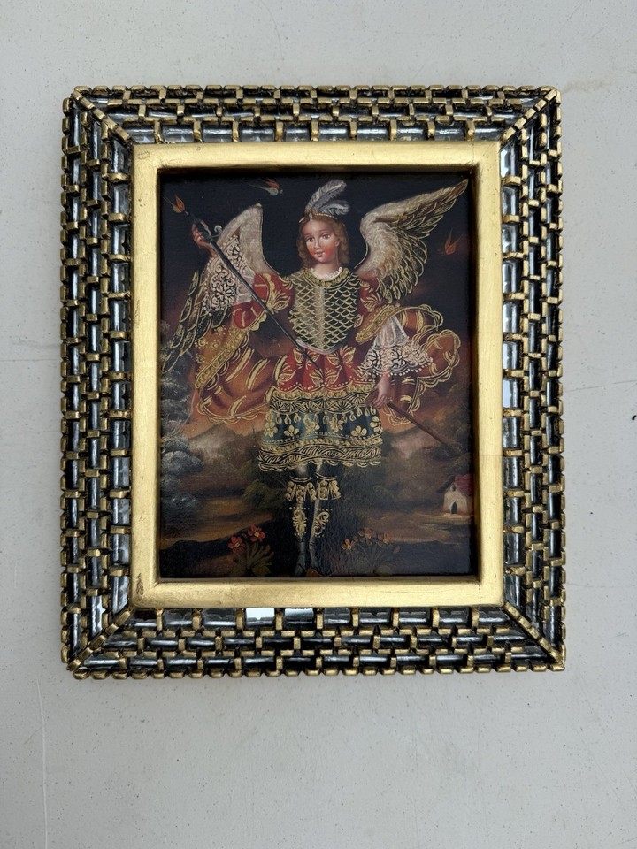Peruvian Cusco School Hadriel Archangel In Gilt Mirror Frame | eBay