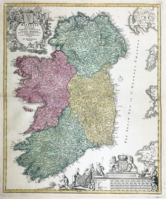 Ireland Map Great Britain Irish Homann Engraving 1720 | eBay