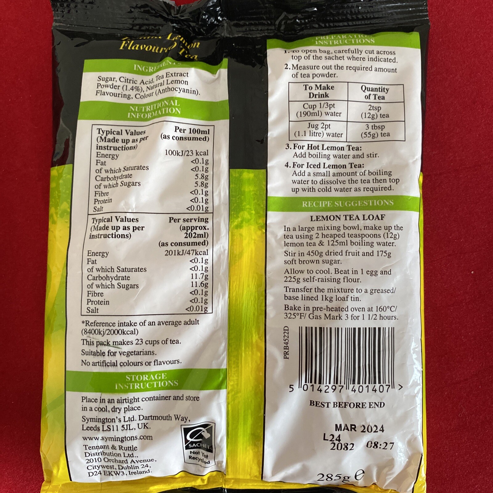 Victoria Foods Quench Instant Lemon Tea 285g Morning Afternoon Tea Iced ...