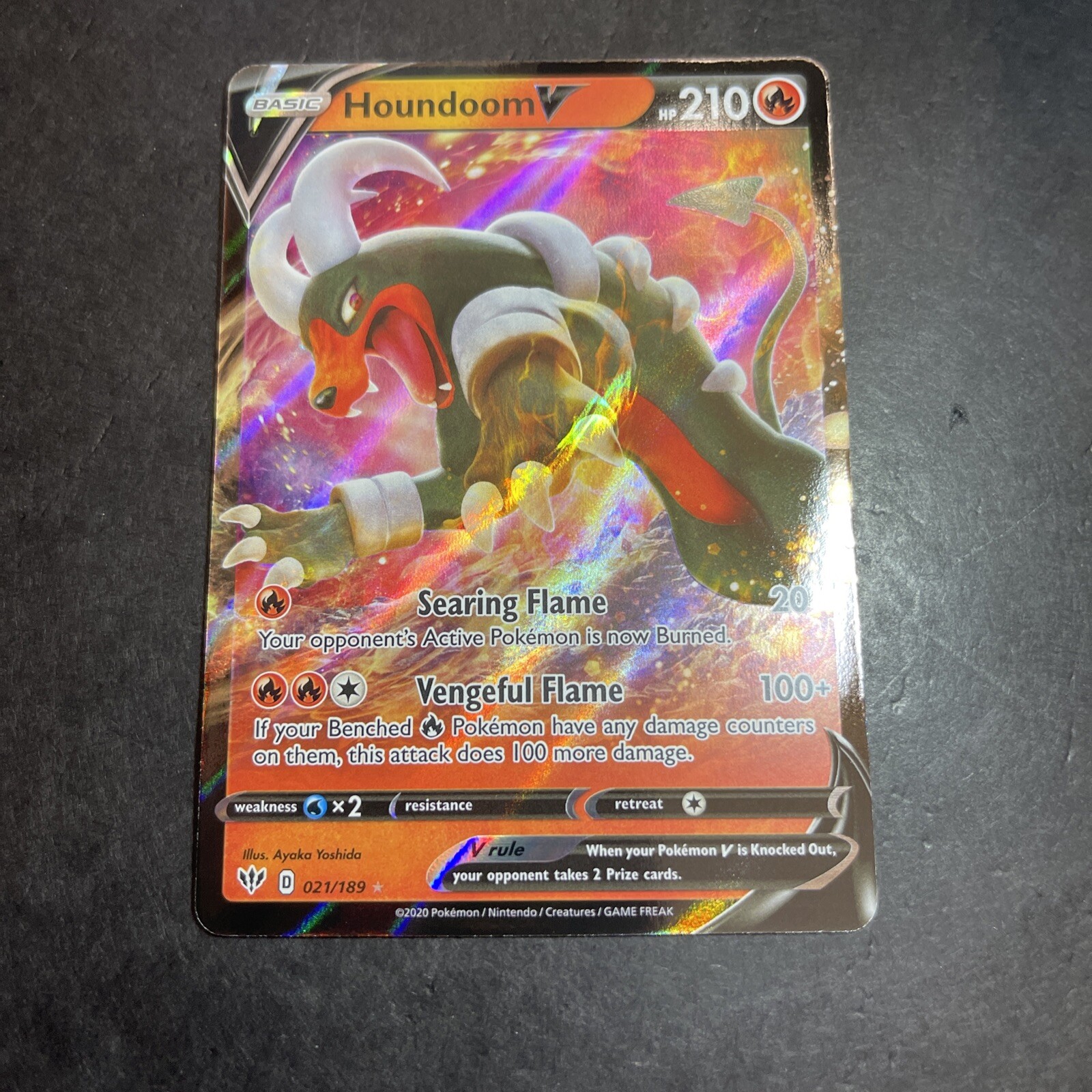 Houndoom V 021/189 - Darkness Ablaze NM Ultra Rare Full Art Pokemon ...
