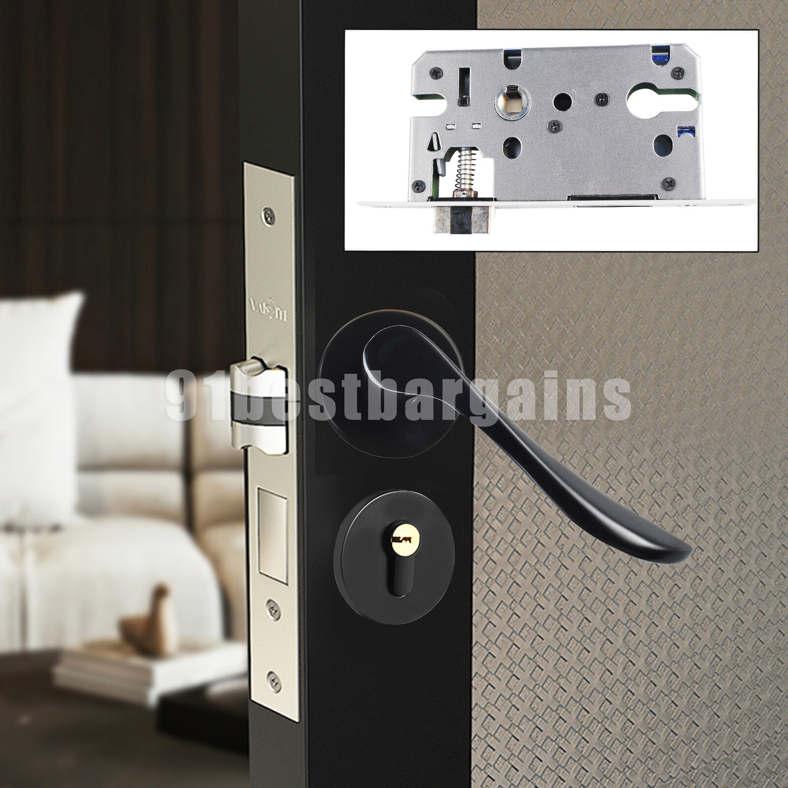Cheap Mute Door Lock Set Interior Bedroom Bathroom Wood Door Lever Lock ...