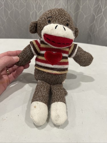 Dan Dee Plush CollectableSock Monkey Knit Toy Stripe Sweater Heart 2013 ...