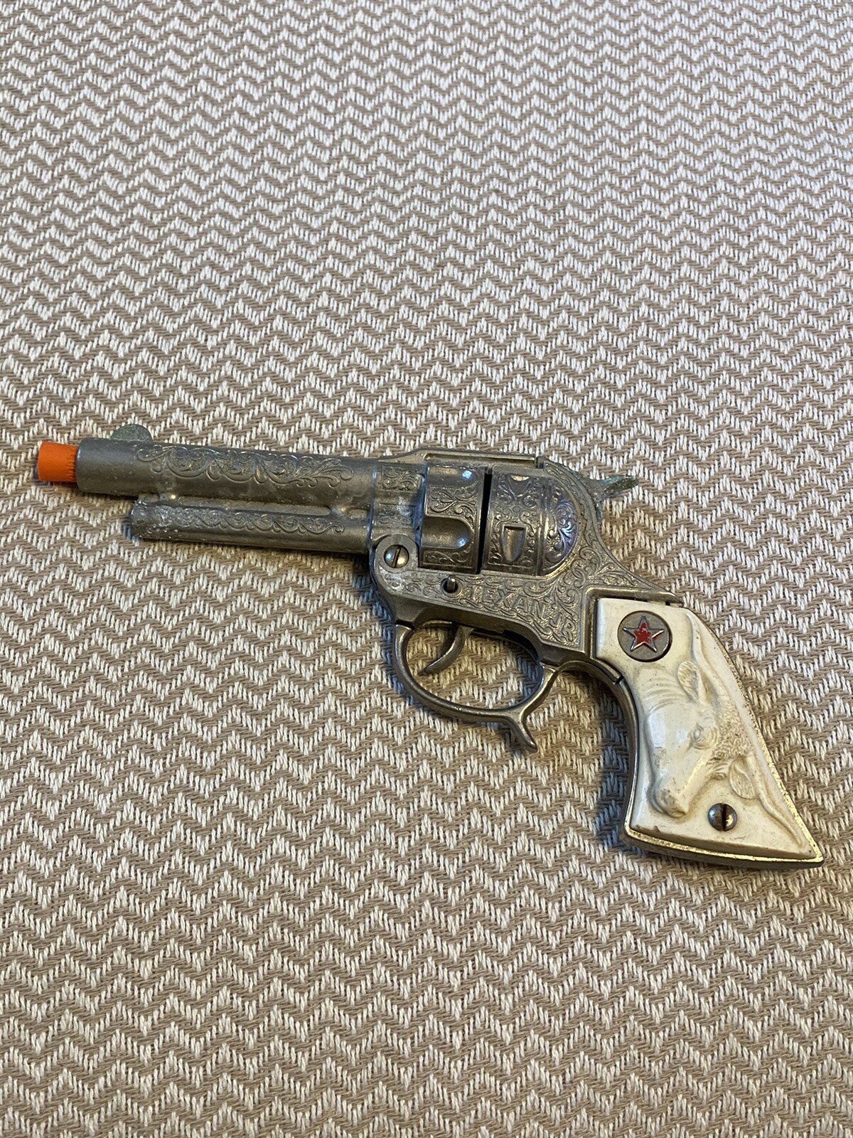 Old Vintage Hubley TEXAN JR - Cast Metal CAP GUN White Longhorn Grip ...