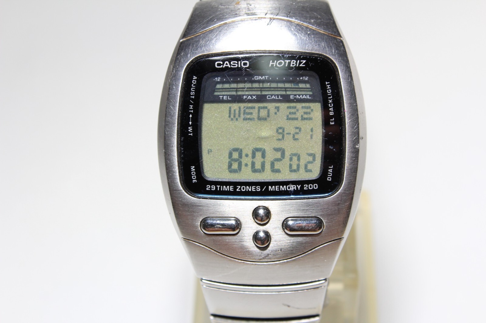 CASIO DATA BANK HOTBIZ HBZ-110 silver retro watch vintage casual ...