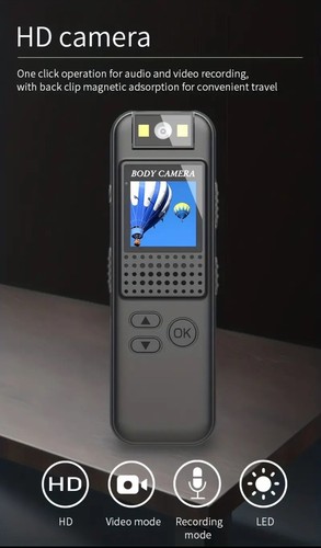 Digital Mini Body Camera 1080P HD Screen Magnetic Portable Night Vision ...