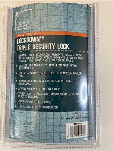 Lewis N. Clark Lockdown Triple Security Lock | eBay