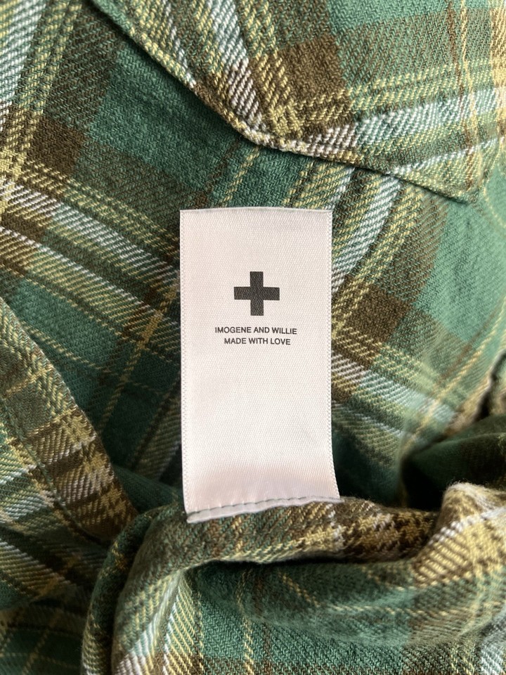 Imogene and Willie Green Flannel Shirt Size S Made In USA Long Sleeve ...