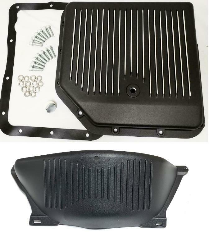 GM 350 BLACK Aluminum Flywheel Dust Cover Flexplate + Transmission Pan ...