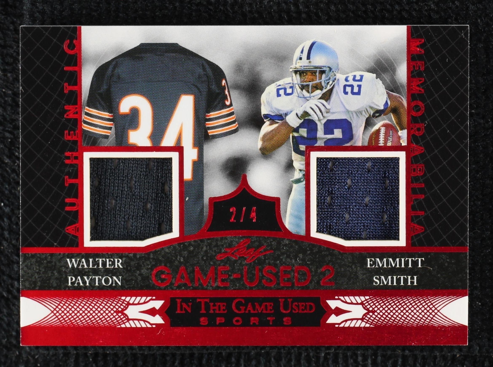 2024 Leaf in the Game Used Sports - In the Game Used 2s Emmitt Smith, Walter Payton #IG2-26 Holo ...