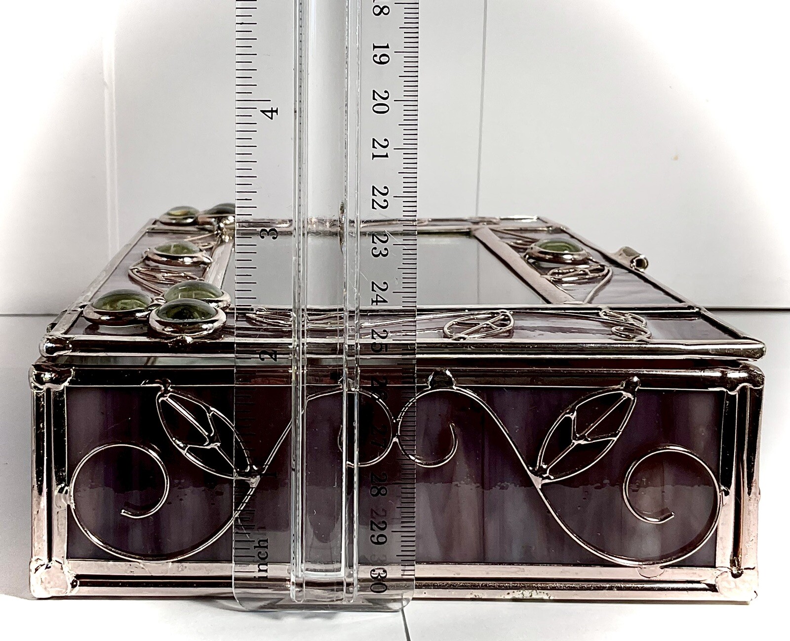 Pretty Purple Slag Glass Stained Glass Jewelry Box Trinket Box Holds ...