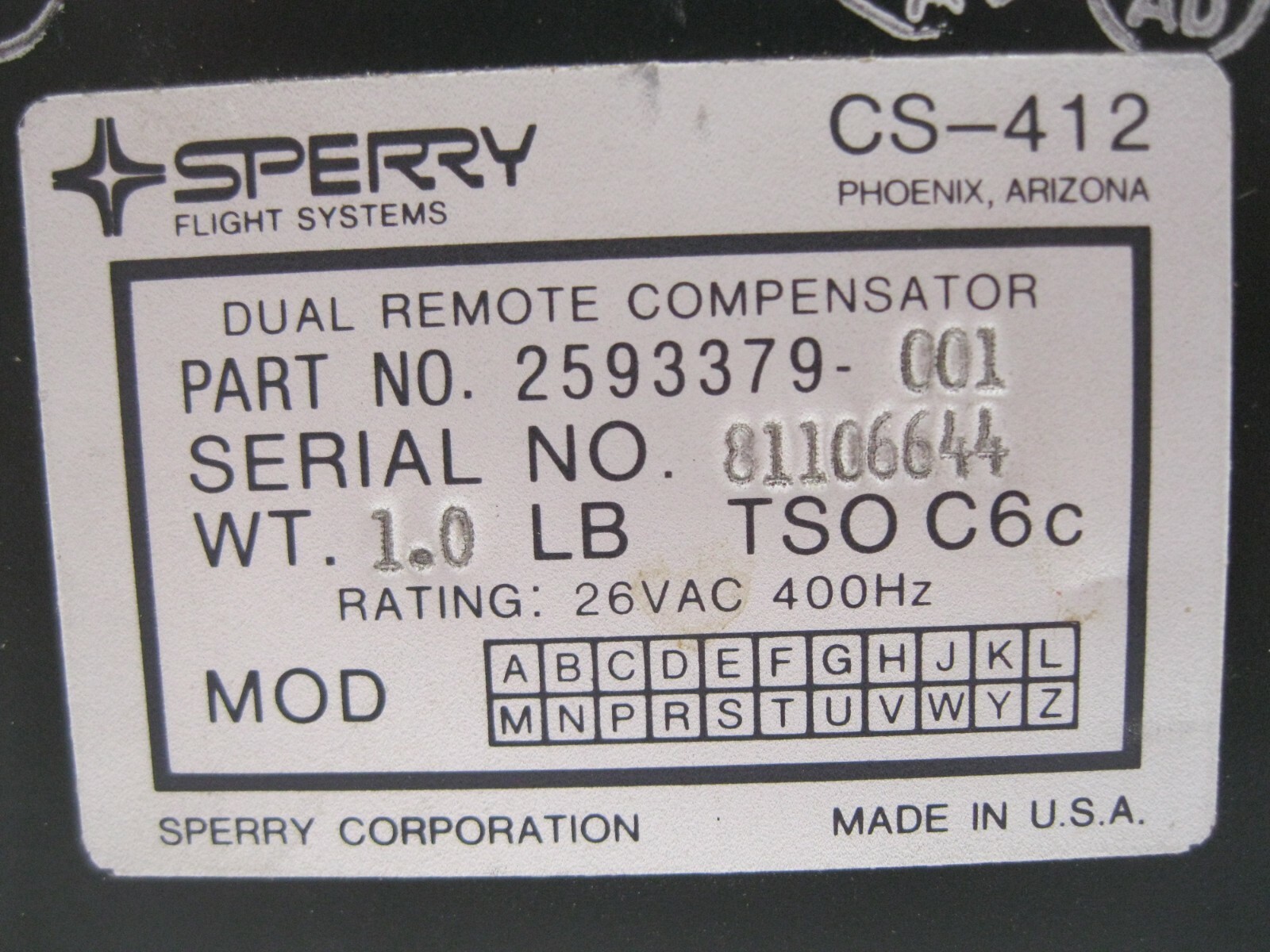 Sperry CS-412 Dual Remote Compensator 2593379-001 | eBay
