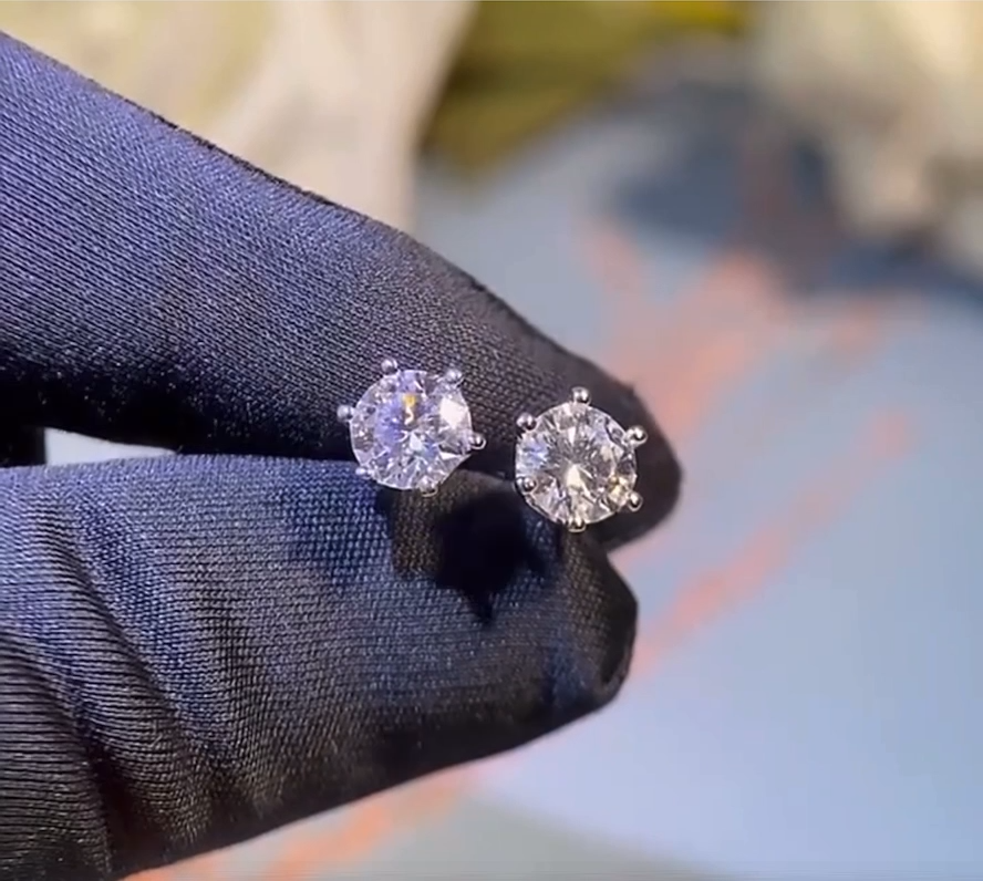 1ct Earrings White Gold Diamond Test Pass Lab-Created VVS1/D/Excellent ...