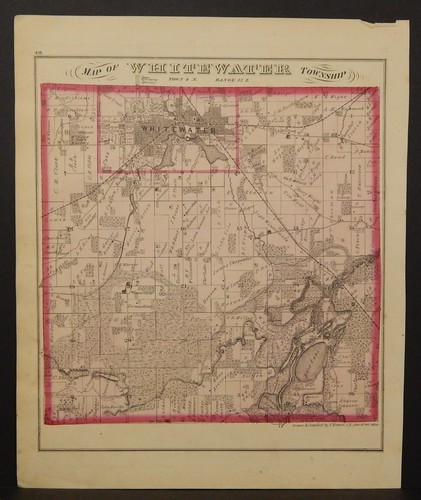 Wisconsin Walworth County Map Whitewater Township 1873 Double Side J22 ...