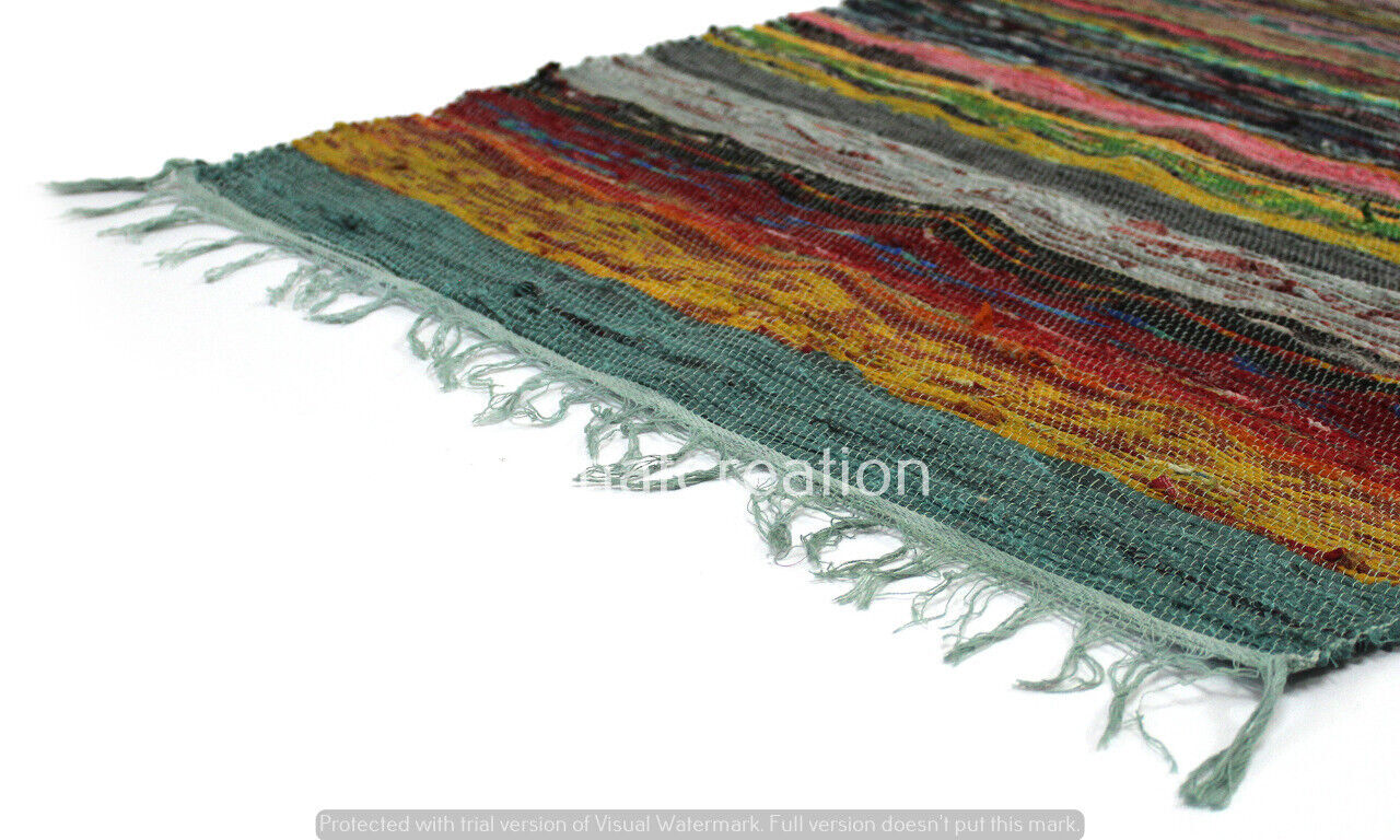 Rag Rug Hand Loomed Chindi Dhurrie Reversible Carpet Rug Bath Mat Rug ...