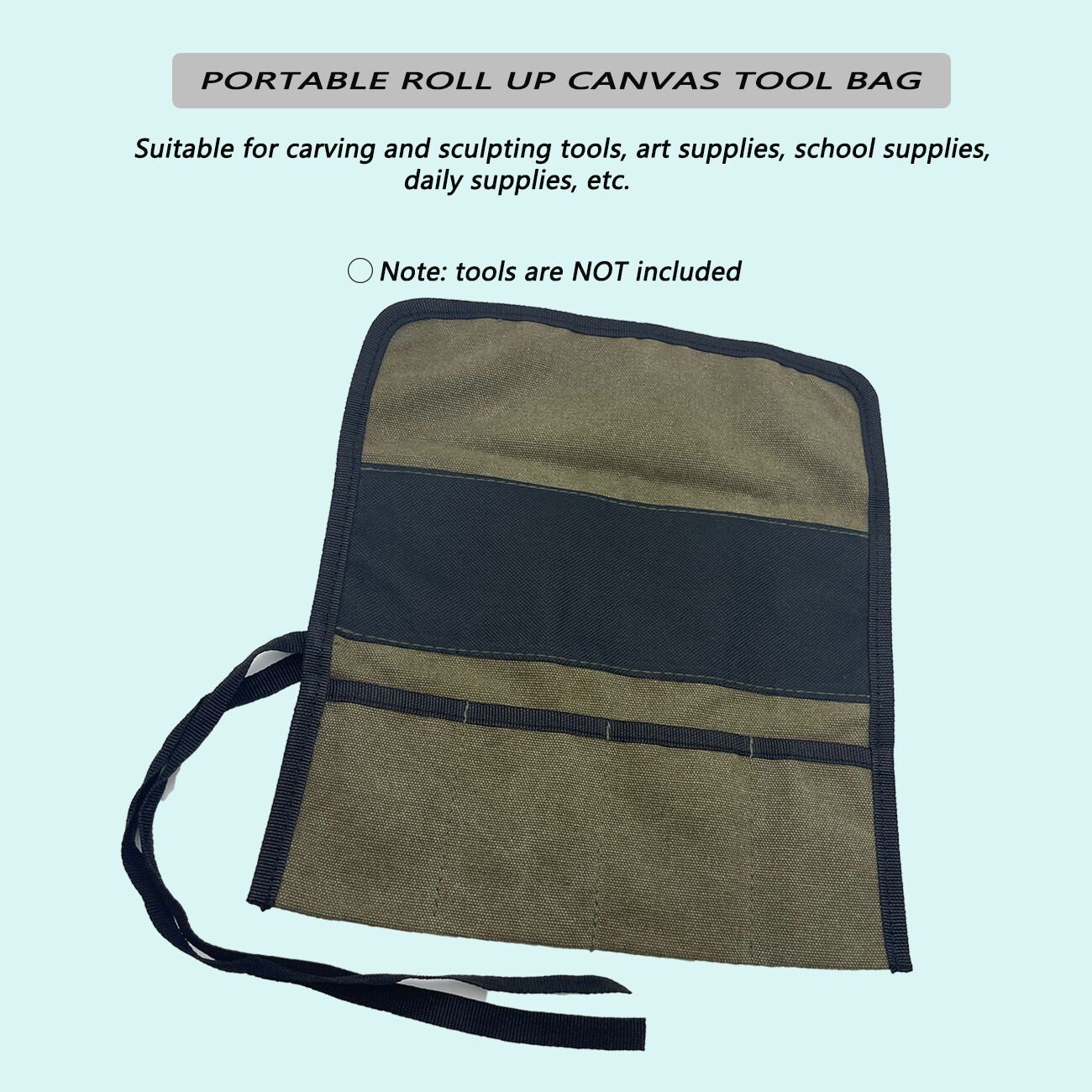 Portable Roll up Tool Bag Multiple Pockets Multi-Purpose Small Canvas ...