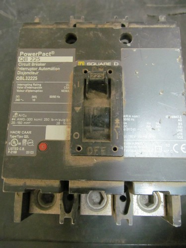Square D PowerPact QB225 QBL32225 225 Amp 3 Pole 240 V Circuit Breaker ...