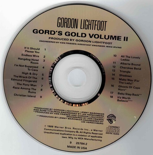 Gordon Lightfoot - Gord's Gold, Volume II - (CD, Album, Repress) (Very ...