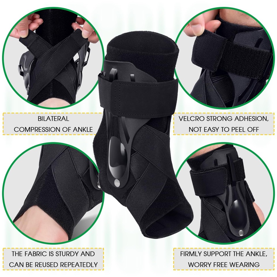 Ankle Support Brace with X-shaped Cross-fixing Compression Sleeve Lace ...