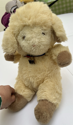 Vintage 70s Gund Sheep Lamb Plush Cream Fuzzy w/ Bell Stuffed Animal 13 ...