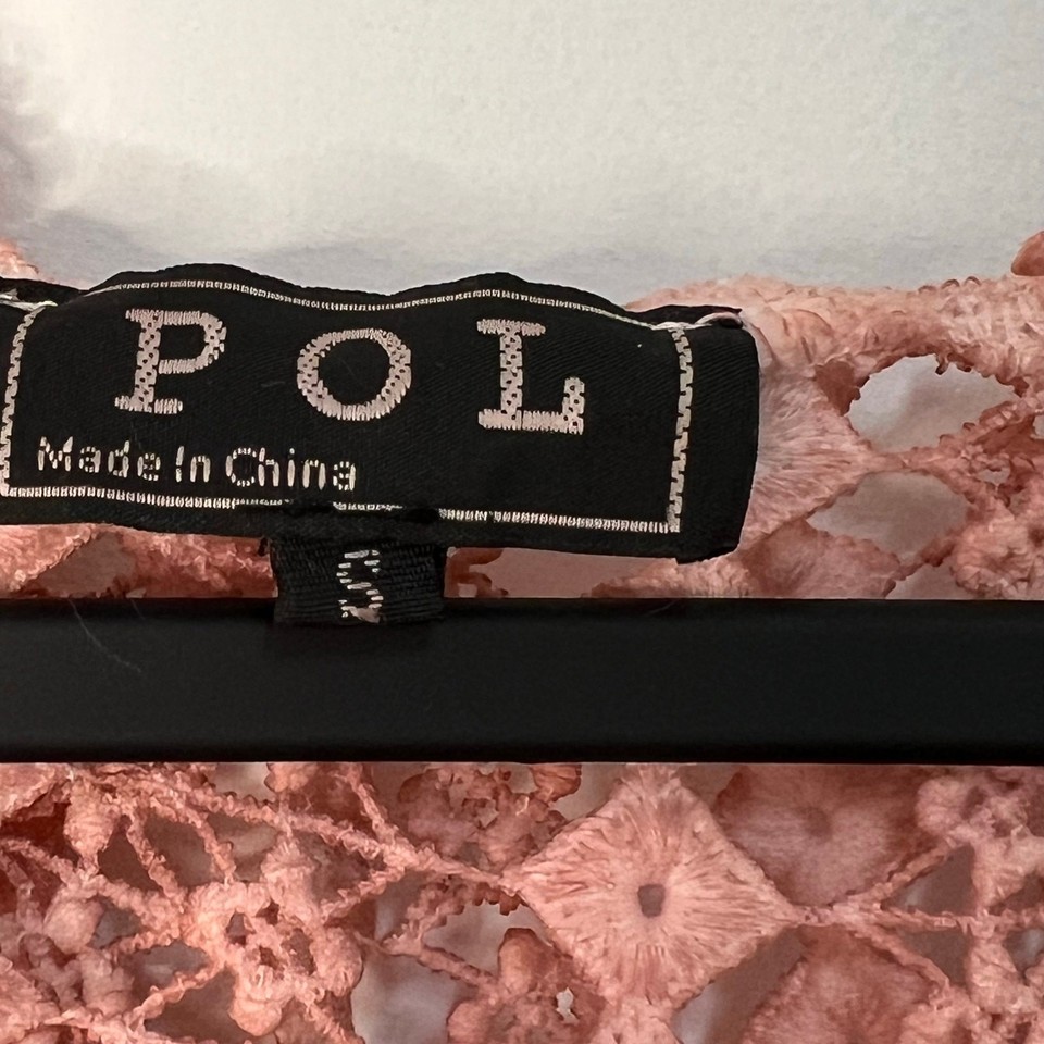 POL Duster Vest Crochet Fringe Trim Hood Size S Dark Blush Pink Boho ...