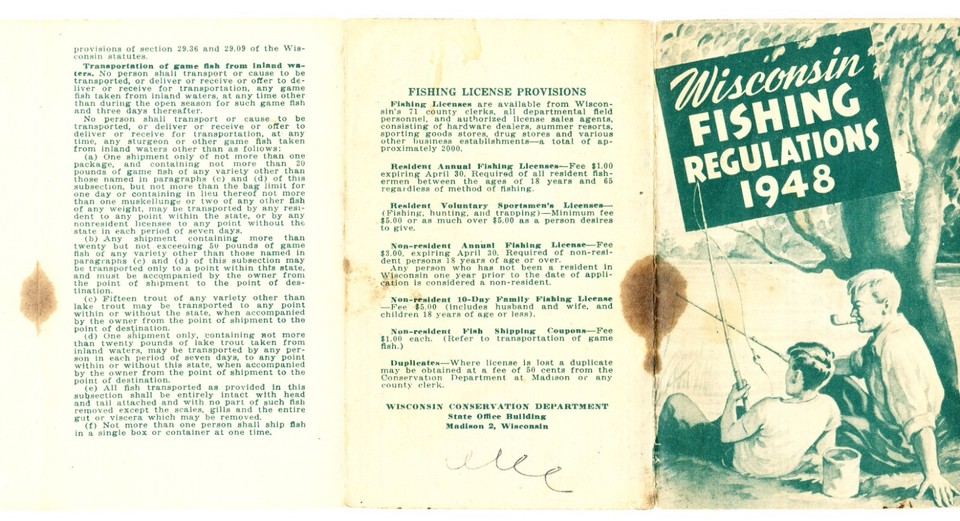 Vintage Wisconsin Fishing Regulations Booklet of 1948 | eBay