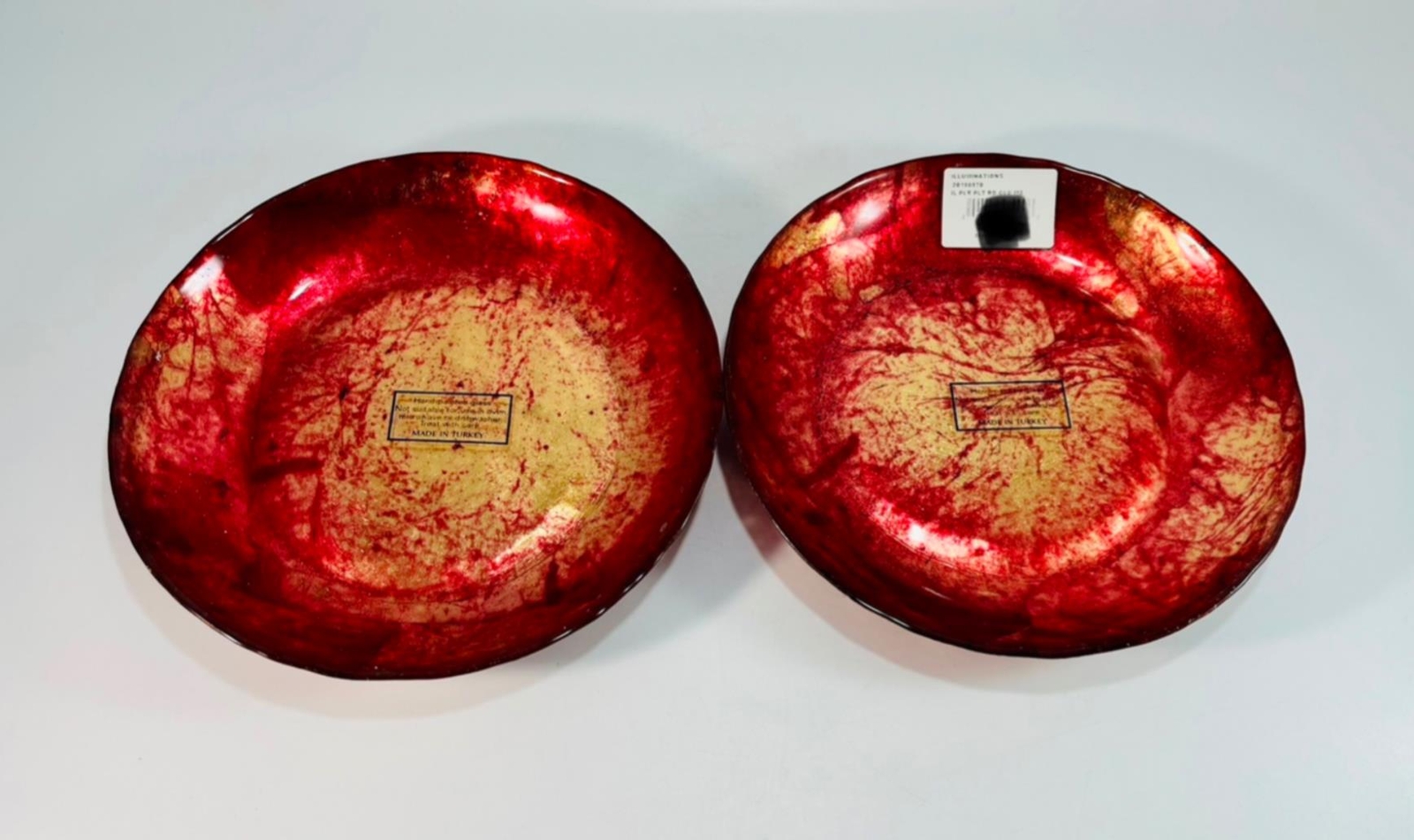 Set of 2 Illuminations Turkey Hand Painted Red Gold Glass Plates 7.25 ...