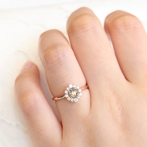 Natural Green Amethyst Wedding Ring, 14K Rose Gold Plated Luxury ...