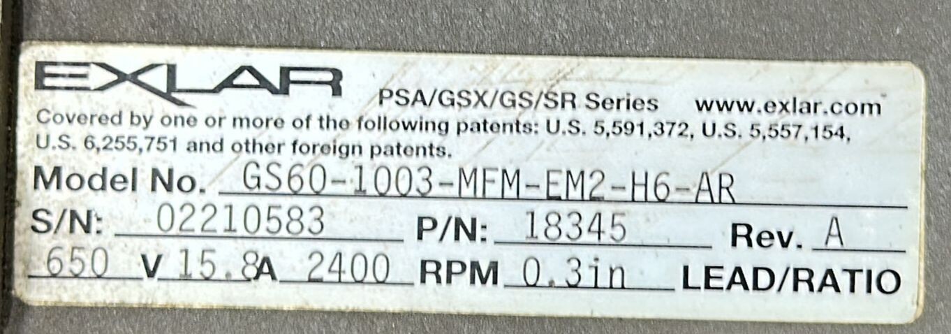 EXLAR MOTOR GS60-1003-MFM-EM2-H6-AR | eBay