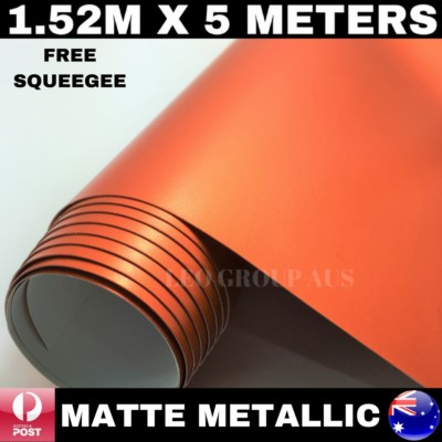 ORANGE MATTE METALLIC CHROME CAR VINYL WRAP FILM STICKER AIR RELEASE 1. ...