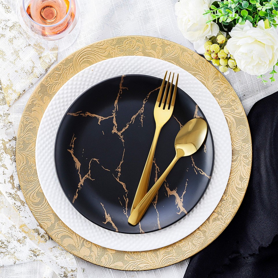 Gold Floral Charger Plates 13inch Elegant Chargers Set Of 6 For Small ...
