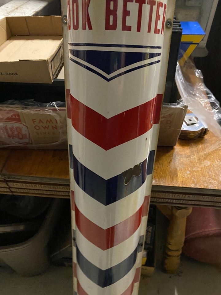 Vintage Original Marvy Porcelain Barber Pole Sign 48" Look Better ...