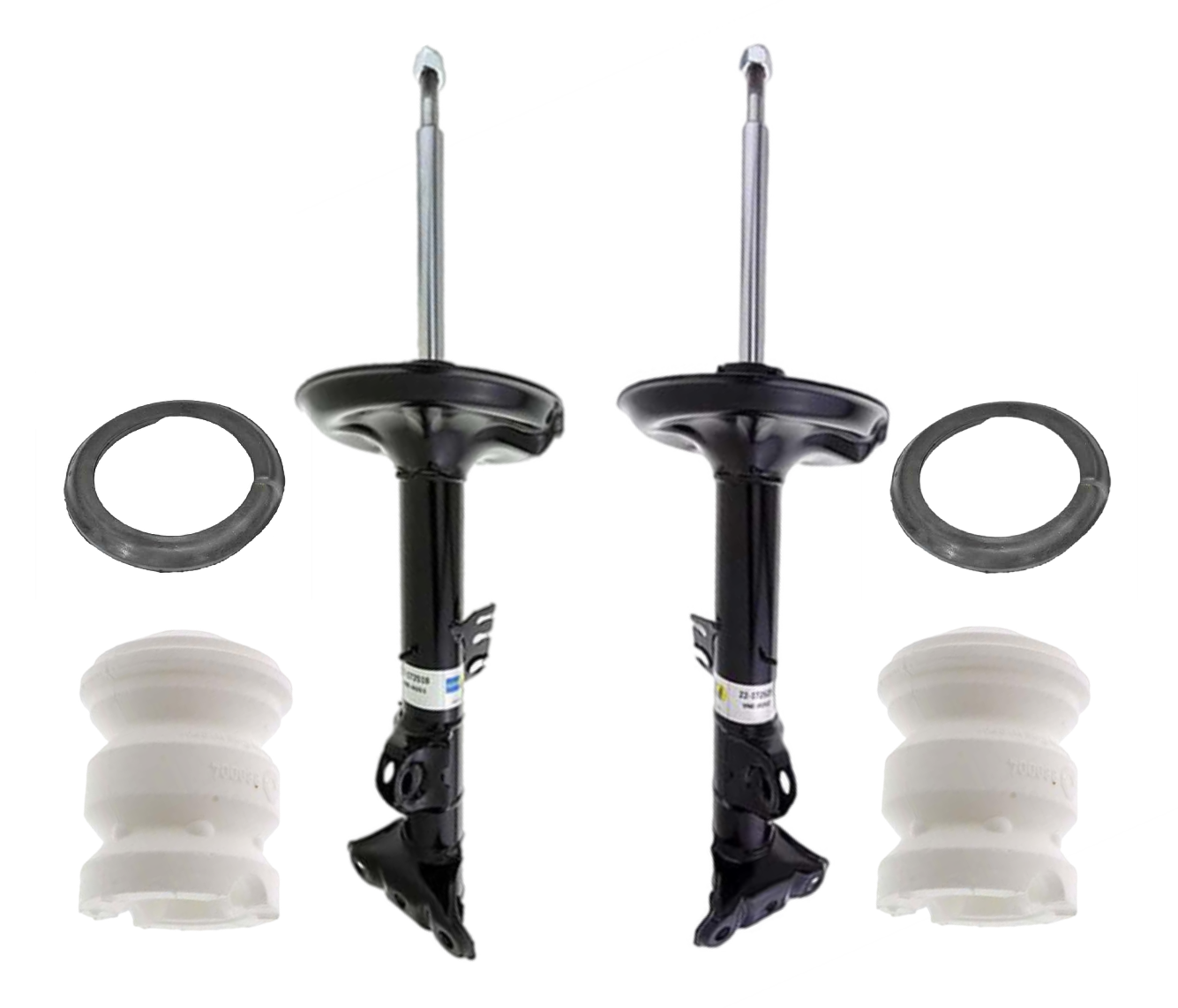 2xFront Struts w/ 2xFoam Bump Stops+2xFront Lower Spring Pads for BMW ...