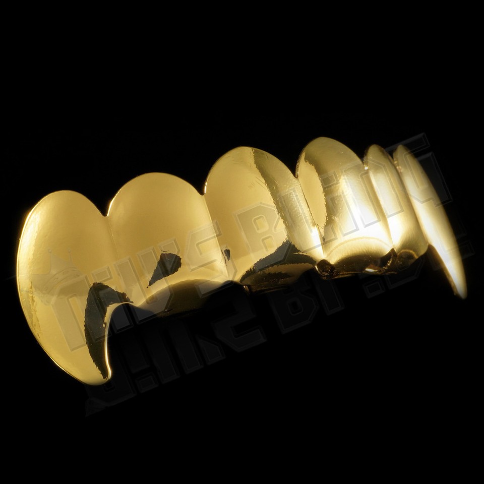 18K Gold Plated Vampire Fang Hip Hop Top GRILLZ Teeth Grill *NEW HIGH ...