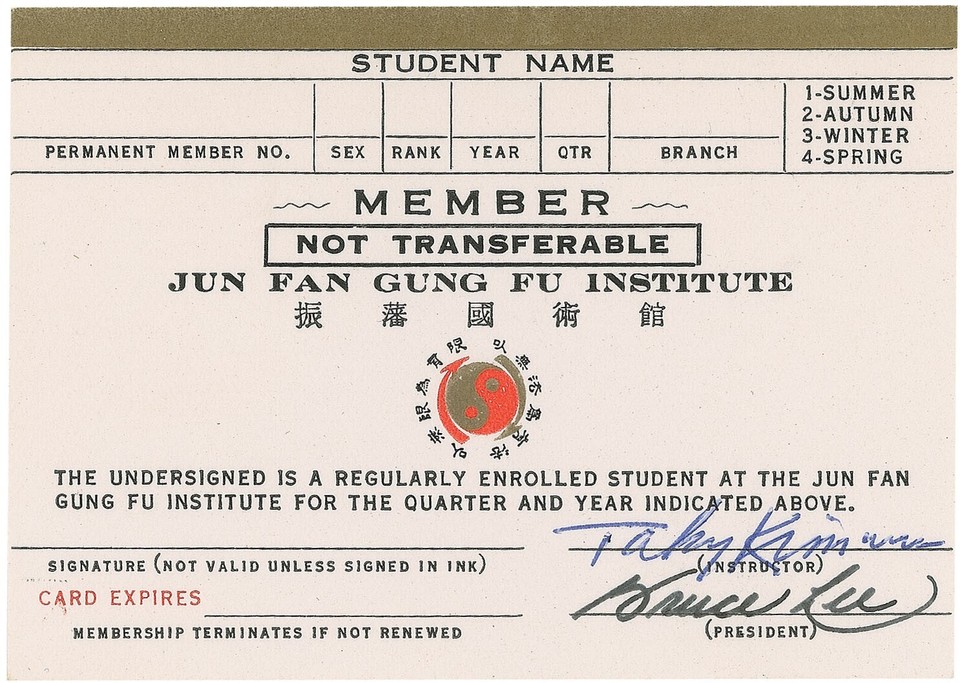🔥🔥BRUCE LEE autographed signed Jun Fan Institute member card PSA/DNA LOA 🔥🔥 | eBay
