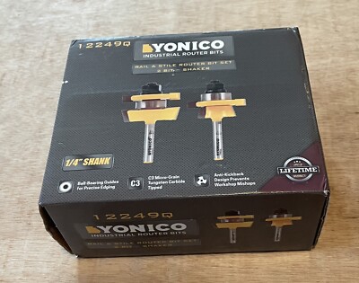Yonico 2 Bit Rail and Stile Router Bit Set - 1/4" Shank - Yonico 12249q ...
