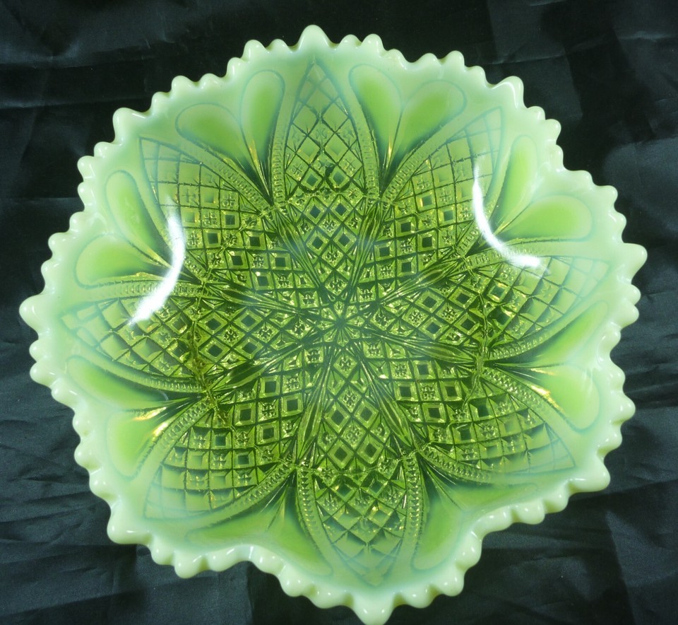 ANTIQUE ESTATE DAVIDSON PEARLINE VASELINE GLASS BOWL WILLIAM & MARY ST ...