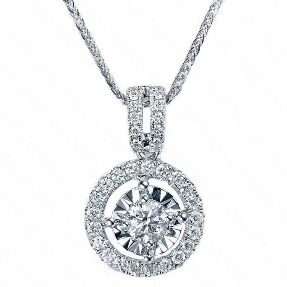 0.99CT Round White Moissanite Unique Pendant No Chain 14K White Gold ...