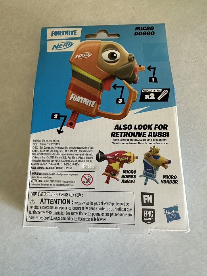 NERF Fortnite Mirco Doggo Dart Gun Microshots Blaster Hasbro Epic Games ...