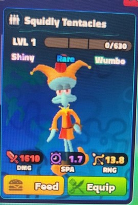 SHINY WUMBO 5⭐ RARE SQUIDLY - SpongeBob Tower Defense SBTD | eBay