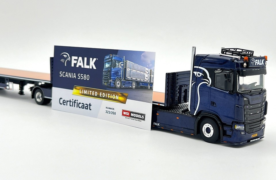 Scania S normal CS20N 4x2 flatbed roadtrain "Falk" WSI truck models 1: ...