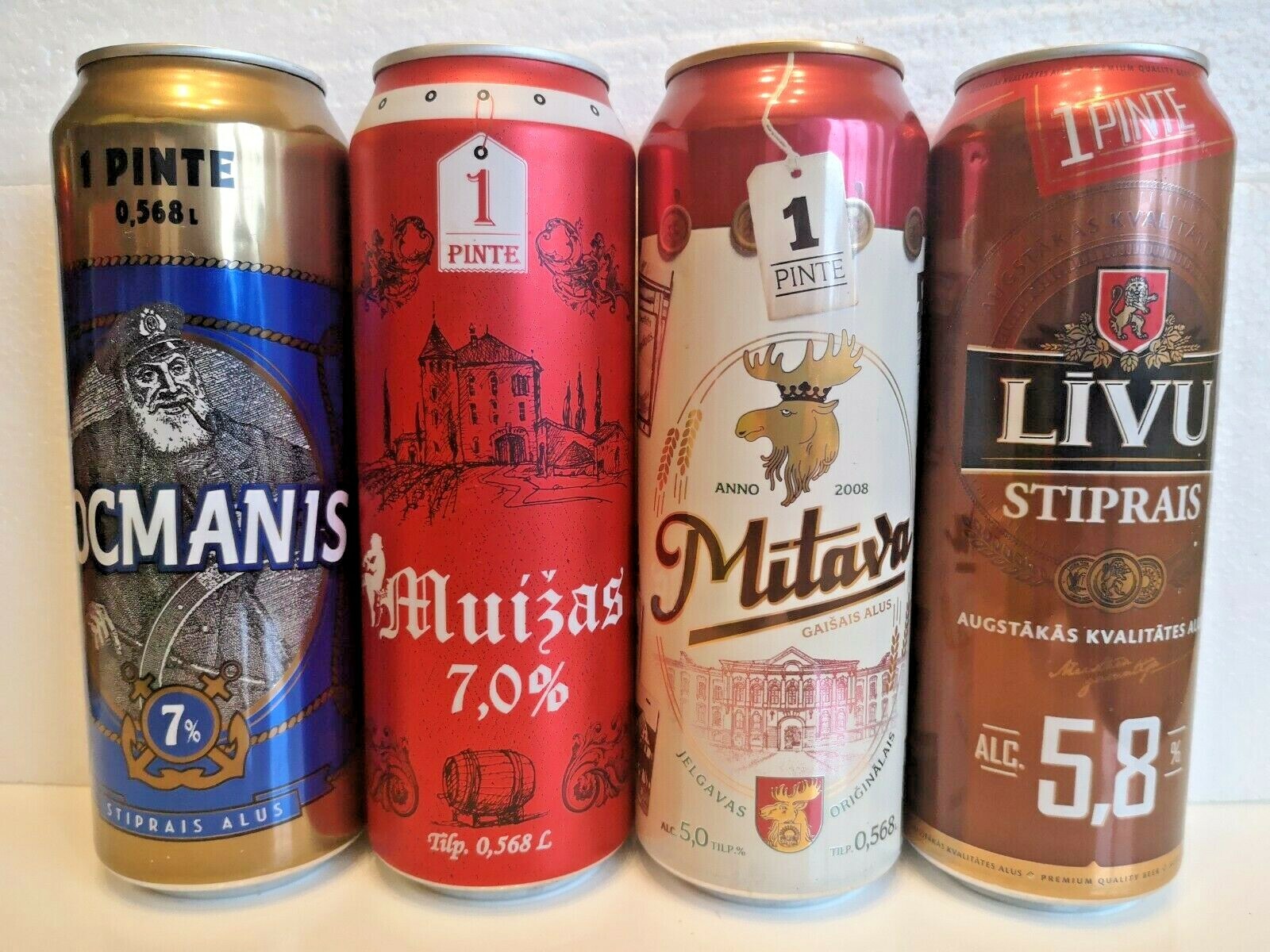4 CANS set aluminium bier beer cerveza alus 1 pinte bierdose empty ...