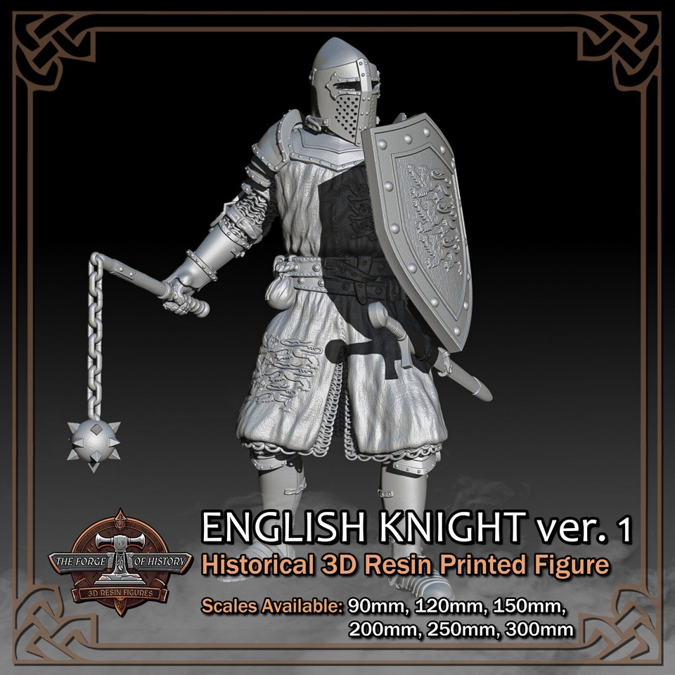 English Knight 1 - 3D Resin Printed Figure Model Kit - Scale 90mm to ...