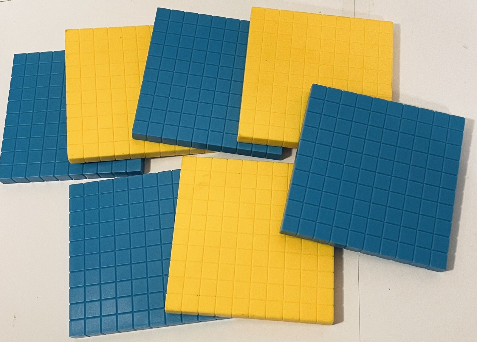 Base 10 Blocks by Hand2Mind 4 Blue & 3 Yellow 100s Flats - Math ...
