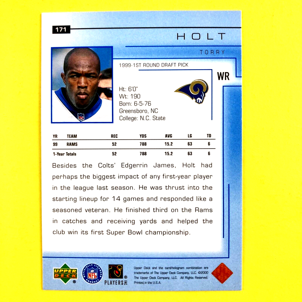 Torry Holt 2000 Upper Deck Card #171 NFL St. Louis Rams | eBay