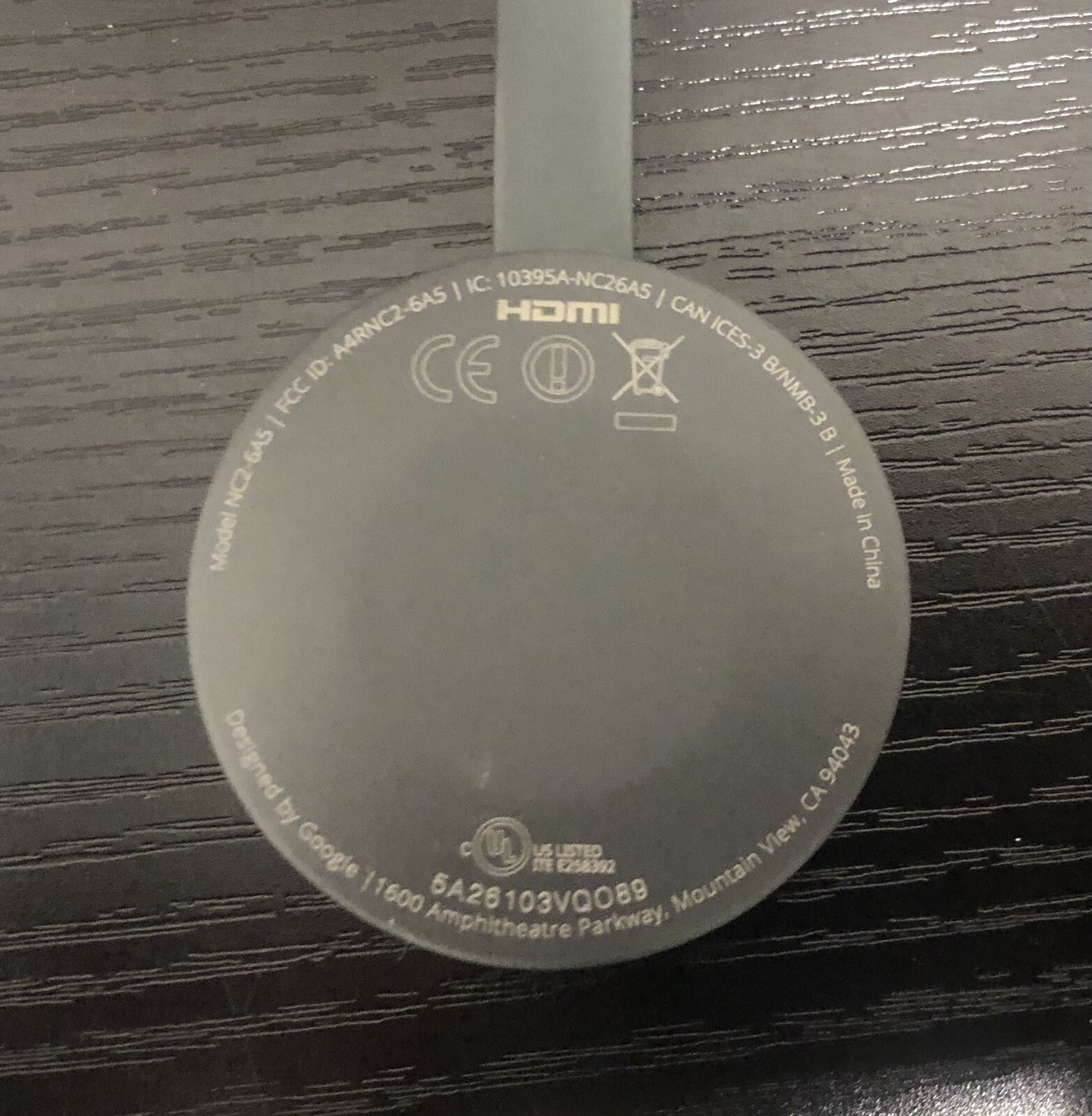 Google Chromecast Model NC2-6A5 HDMI With OEM Power Cable Tested/Working