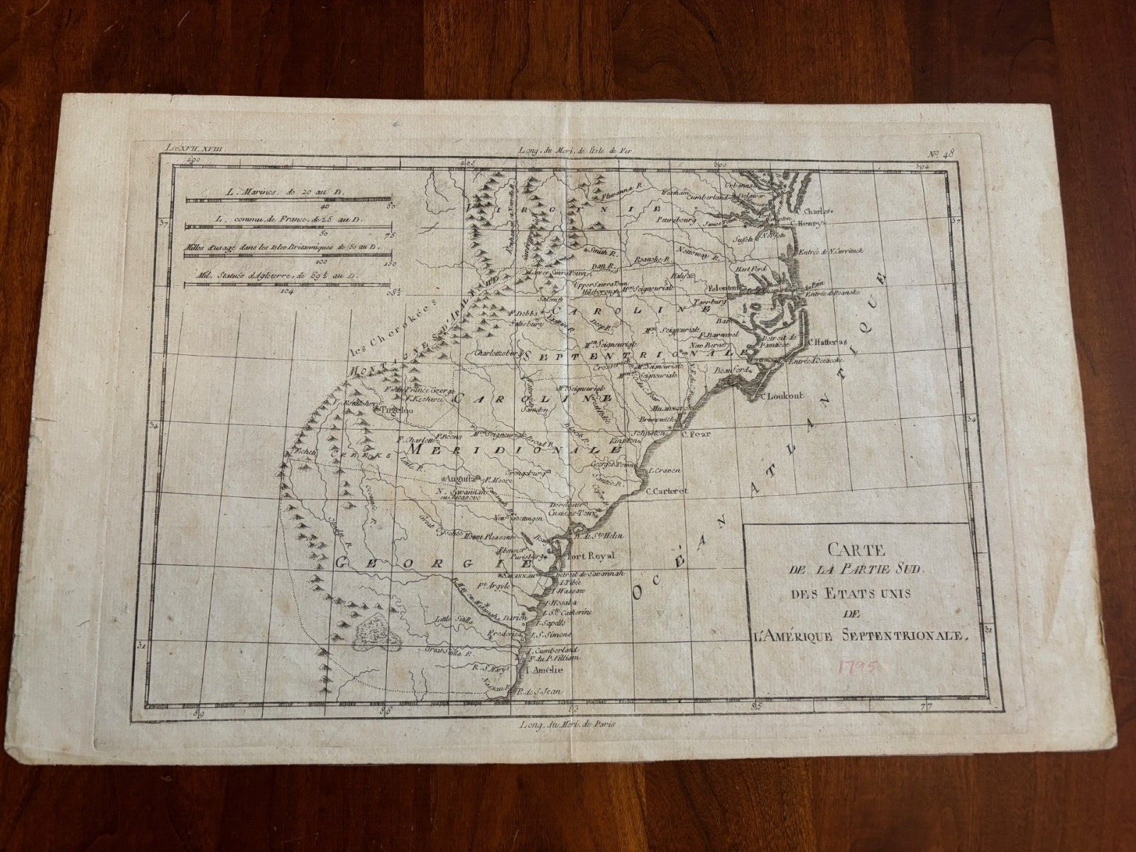1795 Map Southern Part United States of North America GEORGIA Carolinas ...