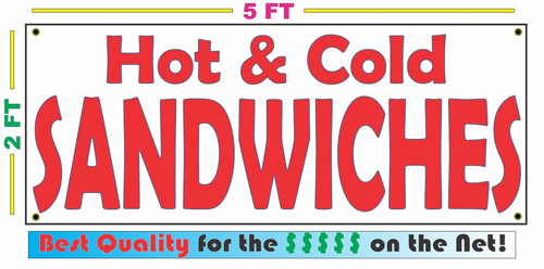 HOT & COLD SANDWICHES BANNER Sign NEW Larger Size Best Quality for the ...