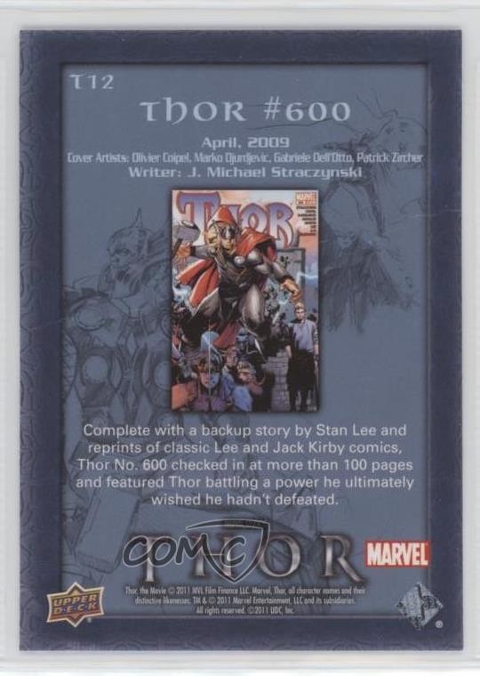 2011 Upper Deck Marvel Thor: The Movie Comic Cover Card Thor #T12 0c3 ...