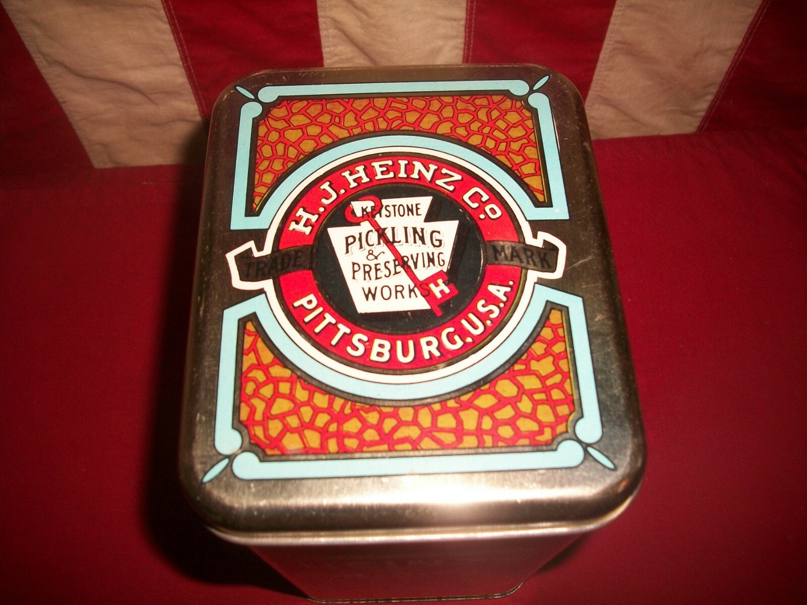 Vtg Heinz's CHEINCO Canister Tin~1 Dozen Pearls Keystone Pickling ...